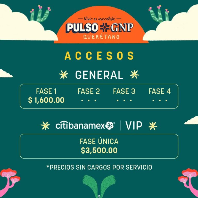 PRECIOS: Festival Pulso GNP 2024 revela horarios y mapa